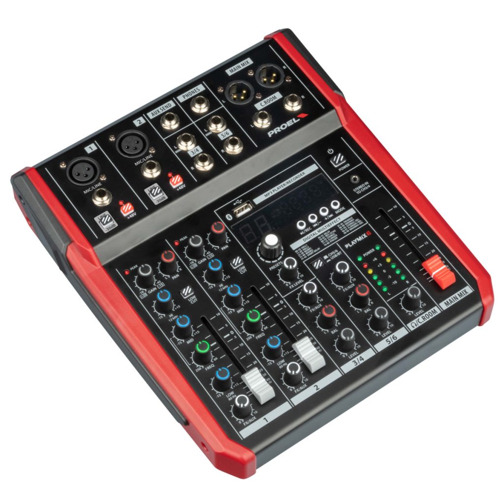 Compact 6-channel mixer with DSP and USB/BT interface – Sound System PROEL