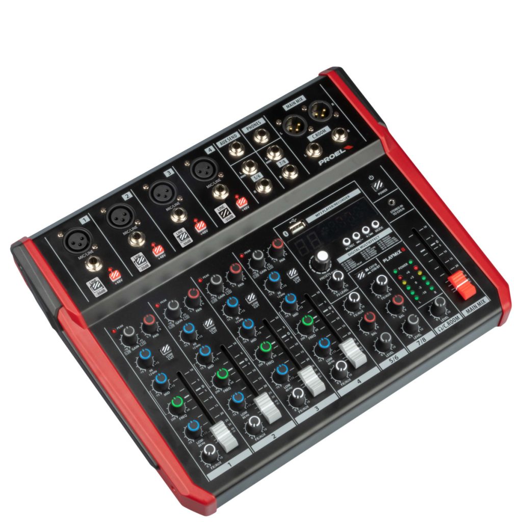 Compact 8-channel mixer with DSP and USB/BT interface – Sound System PROEL
