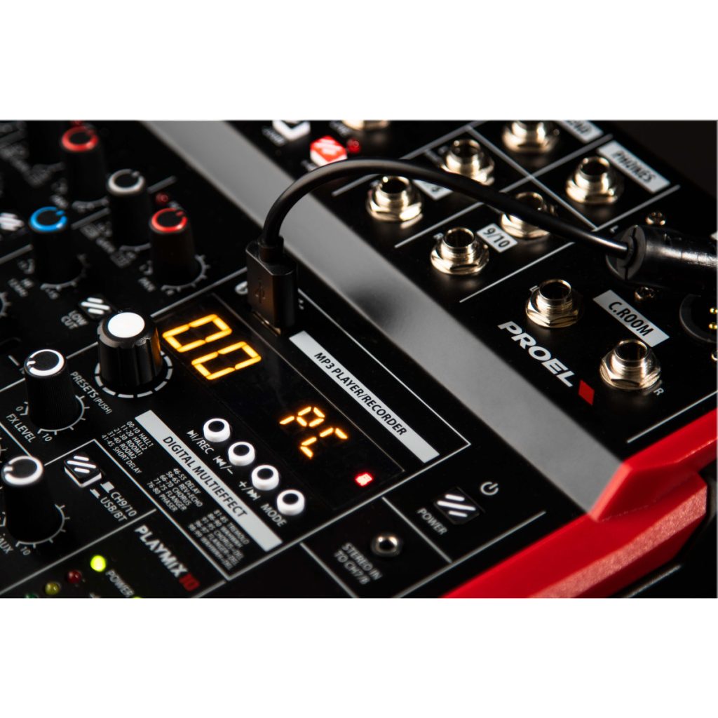 Compact 8-channel mixer with DSP and USB/BT interface – Sound System PROEL